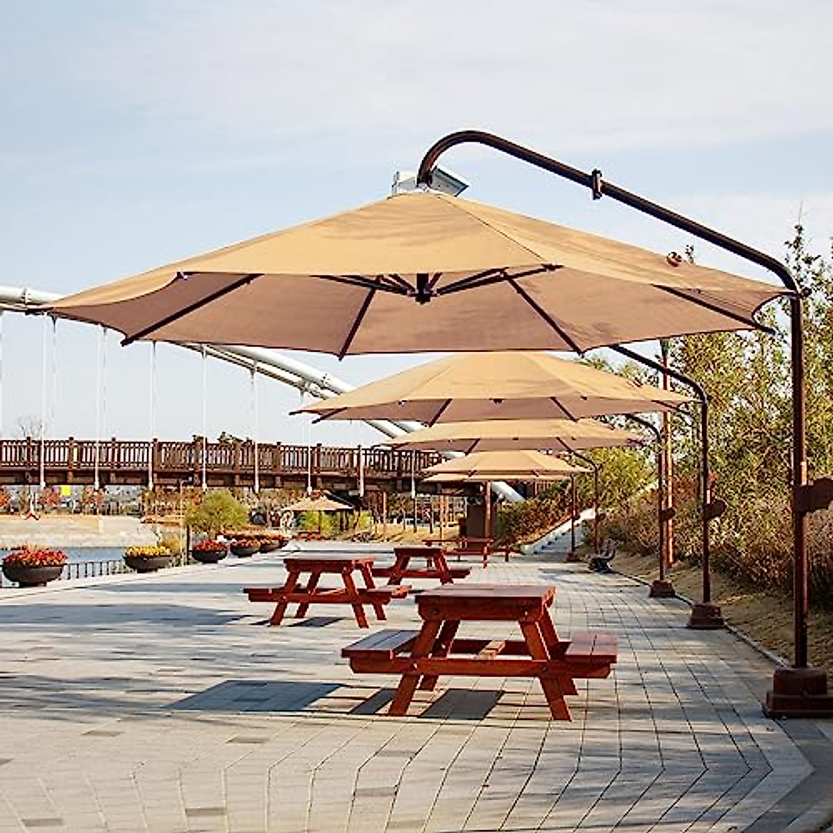 PYQTH 2 sets patio umbrella replacement canopy replacement umbrella canopy for 9ft 8 ribs Top Cover for outdoor spaces including patios gardens backyards and decks (incloud 2 Canopy and 2 Rope)