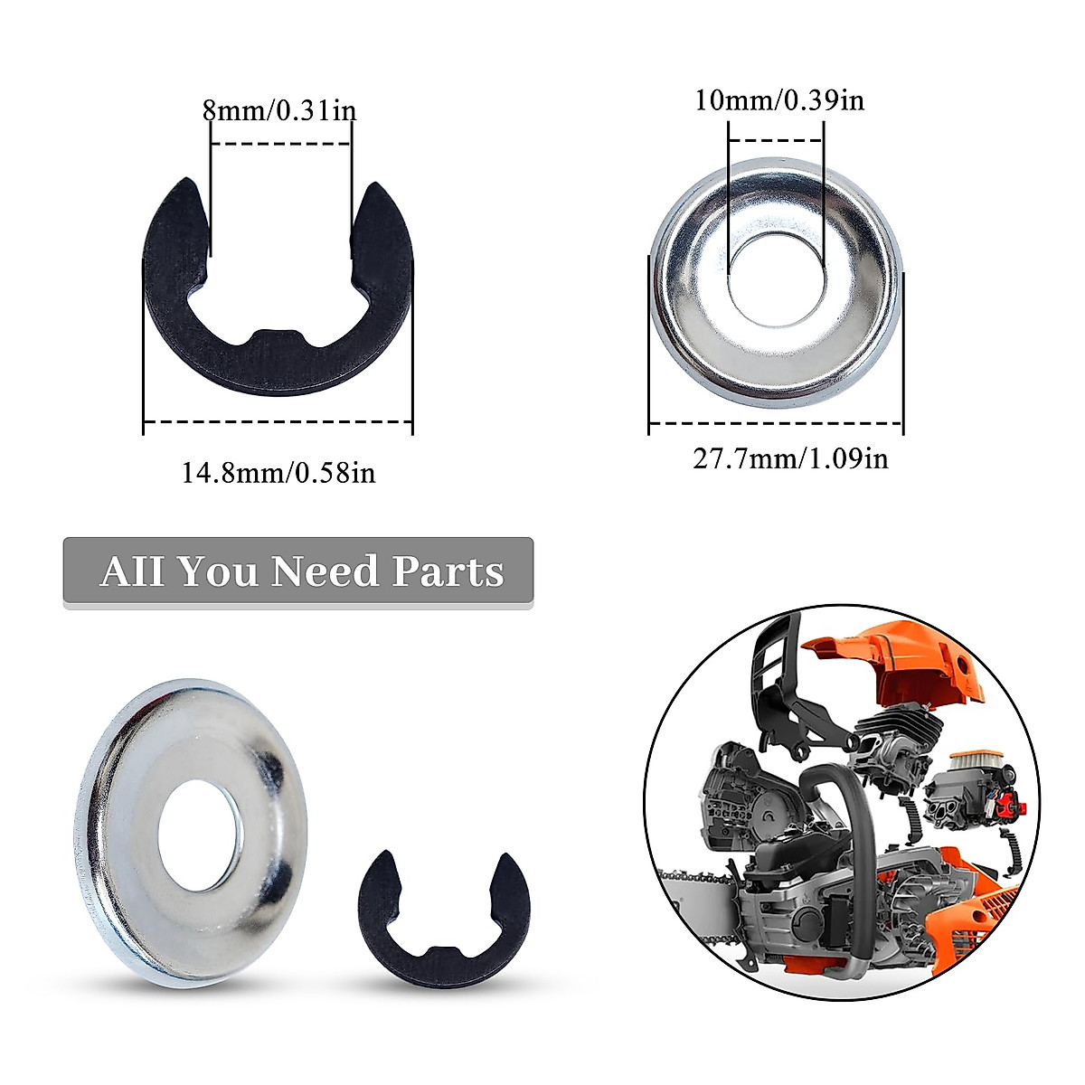 HAISHINE 2Set Clutch Washer and Clip fit Stihl MS170 MS180 MS210 MS230 MS240 MS250 MS260 MS360 Chainsaw