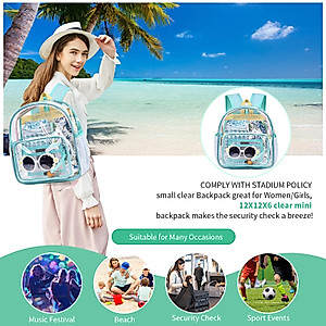 BYXEPA Clear Mini Backpack Stadium Approved Heavy Duty TPU See Through Transparent Backpacks Bookbags with Reinforced Strap for Girls Women Concerts and Sporting Event, Work, School, Security- 12*12*6in Lavender