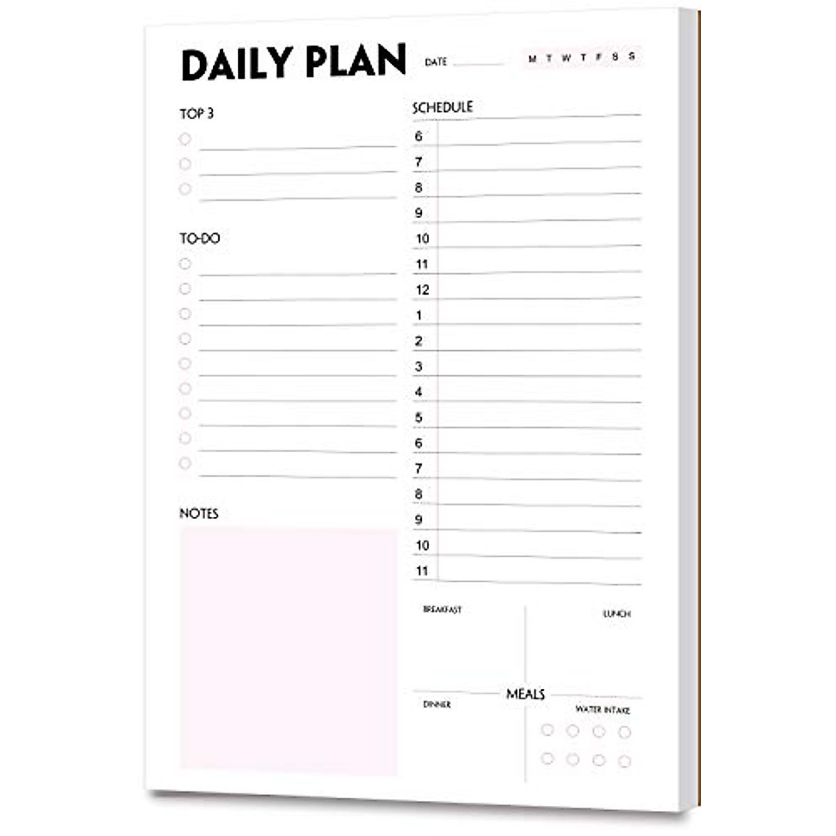 Daily Planner Notepad - A5 Calendar, Scheduler, Organizer with Priority, To Do List, Appointments, Notes, Meals and Water Intake Tracker, 50 Undated Tear-Off Sheets Planning Pad, 5.8"x8.25"