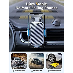 VICSEED Car Phone Holder Mount, [Non-Shaking & No More Falling Phones] Cell Phone Holder Car Mount Hands-Free Universal Cell Phone Mount for Car Dashboard/Windshield/Air Vent Fit for All Mobile Phones