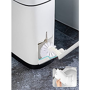 KLGO 14 Liter Slim Plastic Trash Can with Lid,3.7 Gallon Double Barrel Waste Basket,Rectangular Press Garbage Container Bin for Bathroom,Bedroom,Kitchen and Office,White