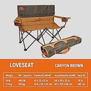 Kelty Loveseat Camping Chair, Canyon Brown/Belluga – Folding Double Camp Chair for Festivals, Camping and Beach Days - Updated 2019 Model …