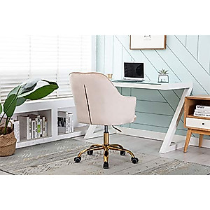 Gecheer Velvet Swivel Shell Chair for Living Room,Office Chair, Modern Leisure Arm Chair Beige
