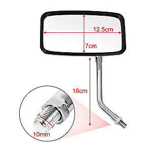 10 mm Bolt Chrome Motorcycle Universal Handlebar Rear view Side Mirrors for Harley Kawasaki Suzuki Aprilia Street Bike Cruiser Scooter Mirror SIZE:125mm X 70mm