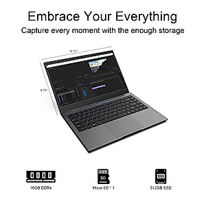 AWOW 14.0" FHD Laptop Computer Intel Core i5-8279U Processor (up to 4.1 GHz) 16GB DDR4 RAM 512GB SSD Ultra Slim, Notebook Computer with Lens Anti-Peep Design, Webcam, WiFi, and Bluetooth 5.1