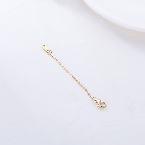 14K Yellow Gold 1" 2" 3" Necklace Bracelet Extender Chain, Durable Strong Removable Chain Extender, Solid Gold Adjustable Extension Chain for Necklace Bracelet Anklet (Style 3-2inch)