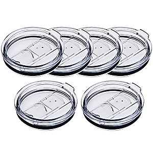 Splash Resistant Tumbler Lids 20 oz 6 Pack,Tumbler Lids Spillproof 20 oz For Ye-ti Rambler, Old Style RTIC, Ozark Trails and more Cooler Cup (Transparent Slide, 20 OZ 6 Pack)