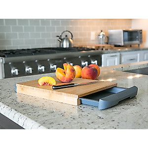 Internet’s Best Bamboo Cutting Board with Removable Drawer - Prep Storage - Chopping Slicing Wood Block Kitchen Board