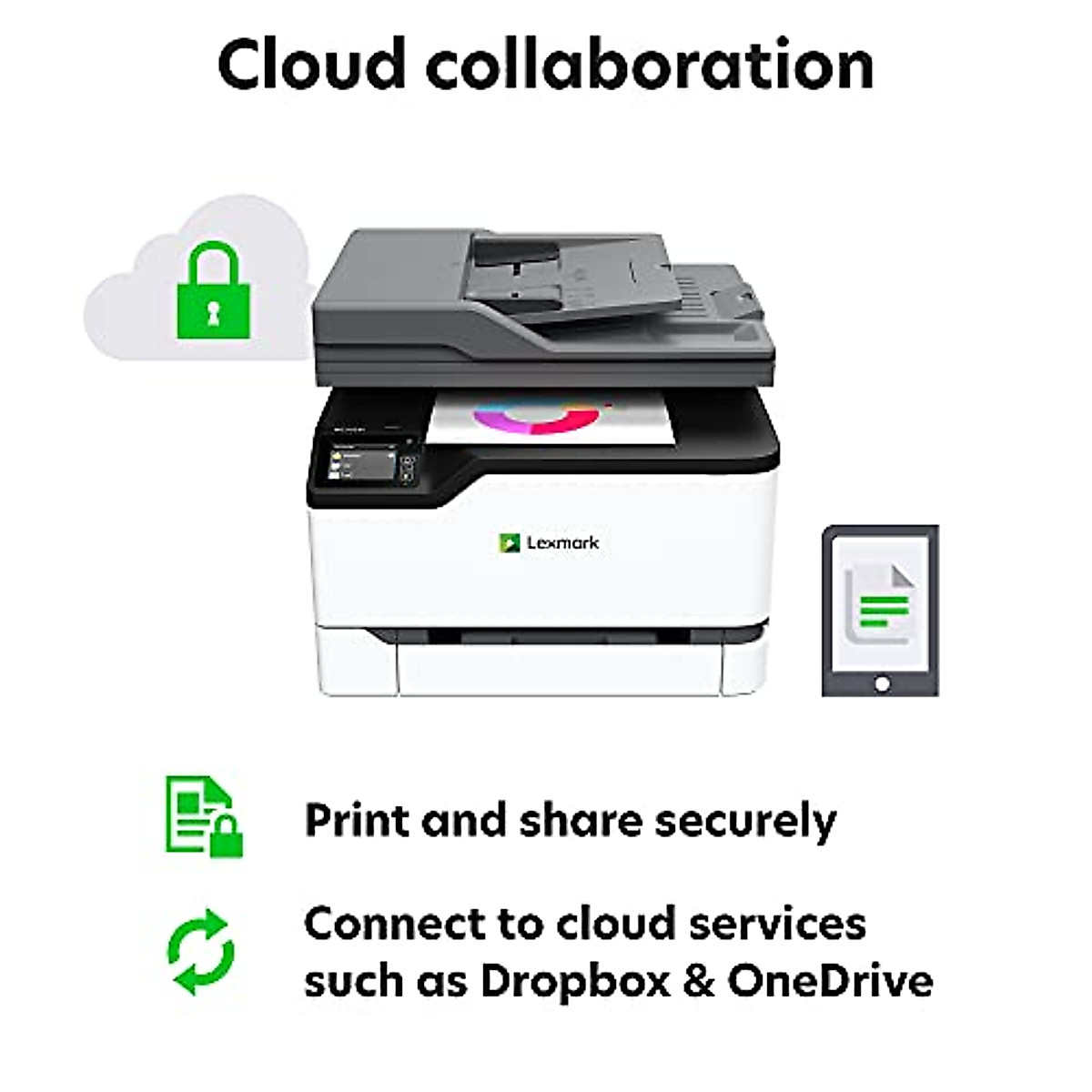 Lexmark MC3326i Color Multifunction Laser Printer with Print, Copy, Scan and Wireless Capabilities, Two Sided Printing with Full Spectrum Security and Prints Up to 26ppm (40N9660)