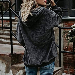 TozuoyouZ Clearance Women Hoodie Sweatshirt Long Sleeve Warm Winter Coat Jacket Pullover Outwear with Pockets (Dark Gray,4XL)