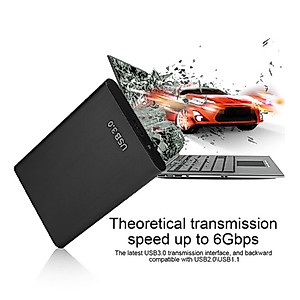 External Hard Drive 2TB - 2.5" USB 3.0 Ultra Slim Metal Design Portable HDD for Mac, PC, Laptop, Computer, Smart TV -BlackA