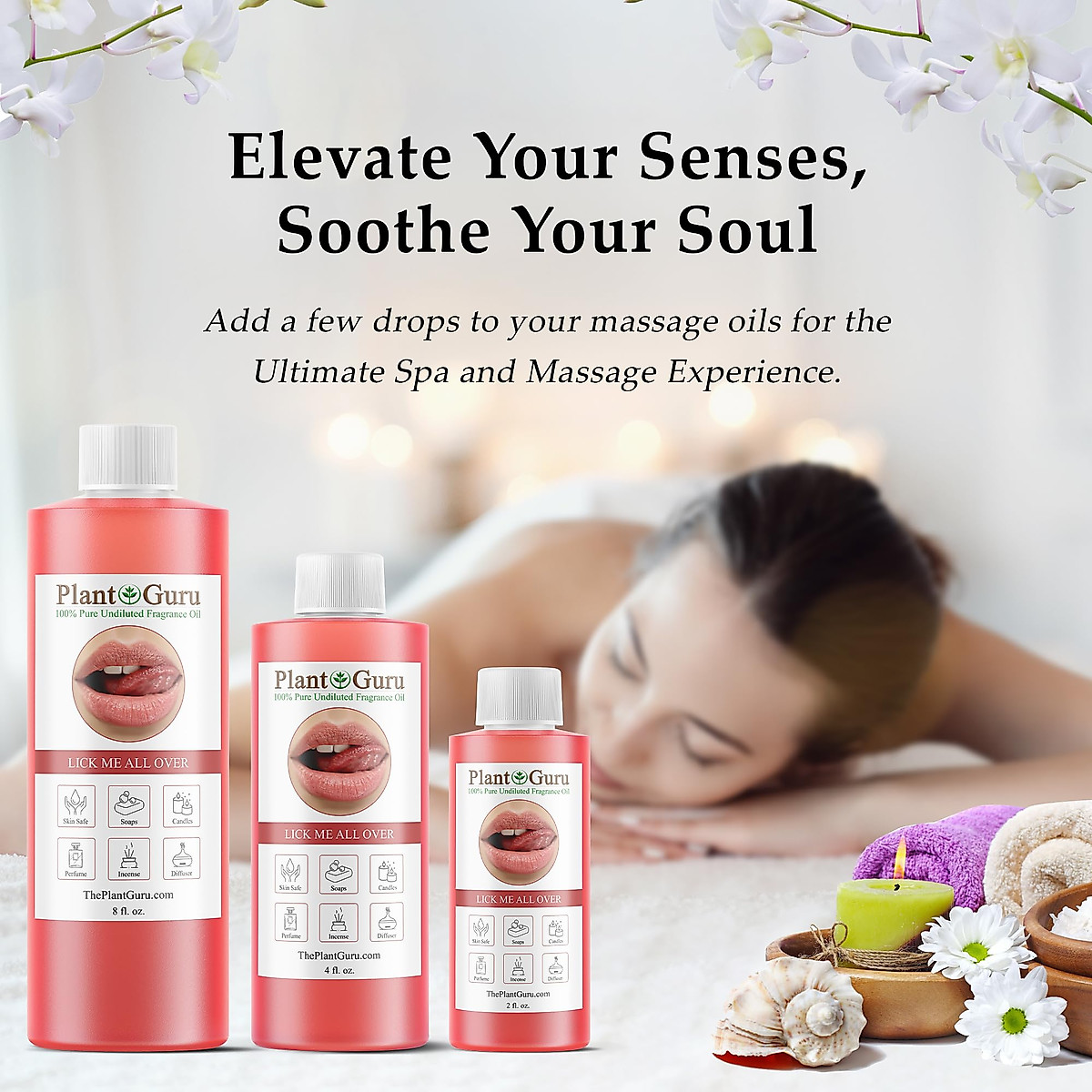 Lick Me All Over Fragrance Oil 4 fl. oz. Scented Oil for DIY Soap Making, Candles, Bath Bombs, Body Butters. Used in Aromatherapy Diffusers, Burners and Warmers. Great Addition to Lotions and Creams.