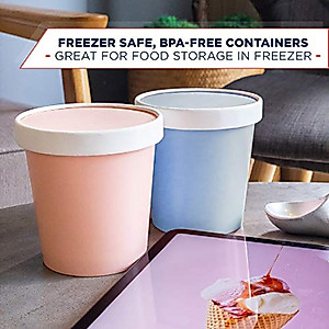 Glowcoast Ice Cream Containers With Lids - 16 oz Pint Disposable Ice Cream Storage Container for Homemade Icecream. Freezer-Safe Paper Tub with Lid For Frozen Desserts Yoghurt (Assorted, 24)