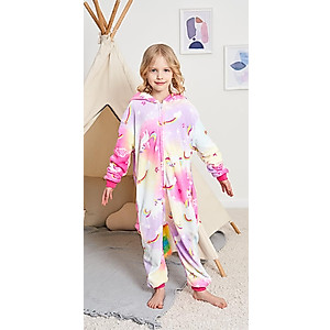Riverchan Kids Unicorn Onesie Animal Pajamas Halloween Cosplay Costume Sleepwear Gift for Girls and Boys (10-12 Years, PEGASUS)