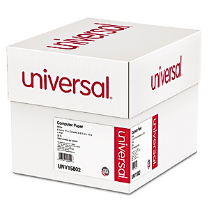 Universal UNV15802 20 lbs. 9-1/2 in. x 11 in. Computer Paper Letter Trim Perforations - White (2400/Carton)
