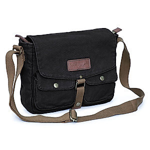 Gootium Canvas Messenger Bag - Vintage Crossbody Shoulder Bag Military Satchel, Charcoal