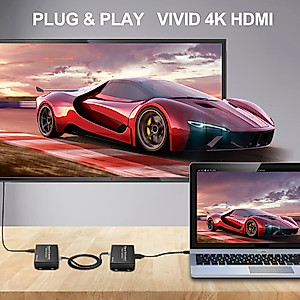 LornCeng 4K HDMI KVM USB Extender Over Cat5e/6/7 up to 120M(394ft), KVM Extender Over IP Zero Latency Support All System, Plug & Play, 4 Ports USB2.0