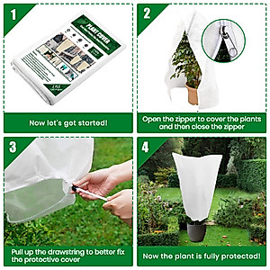 Plant Covers Freeze Protection 47" x 71" Large Tree Covers Frost Protection Blankets Reusable Plant Protector Drawstring Bags Anti-Freeze Shrub Cloth Blanket for Winter Cold Weather Outdoor w/Zipper