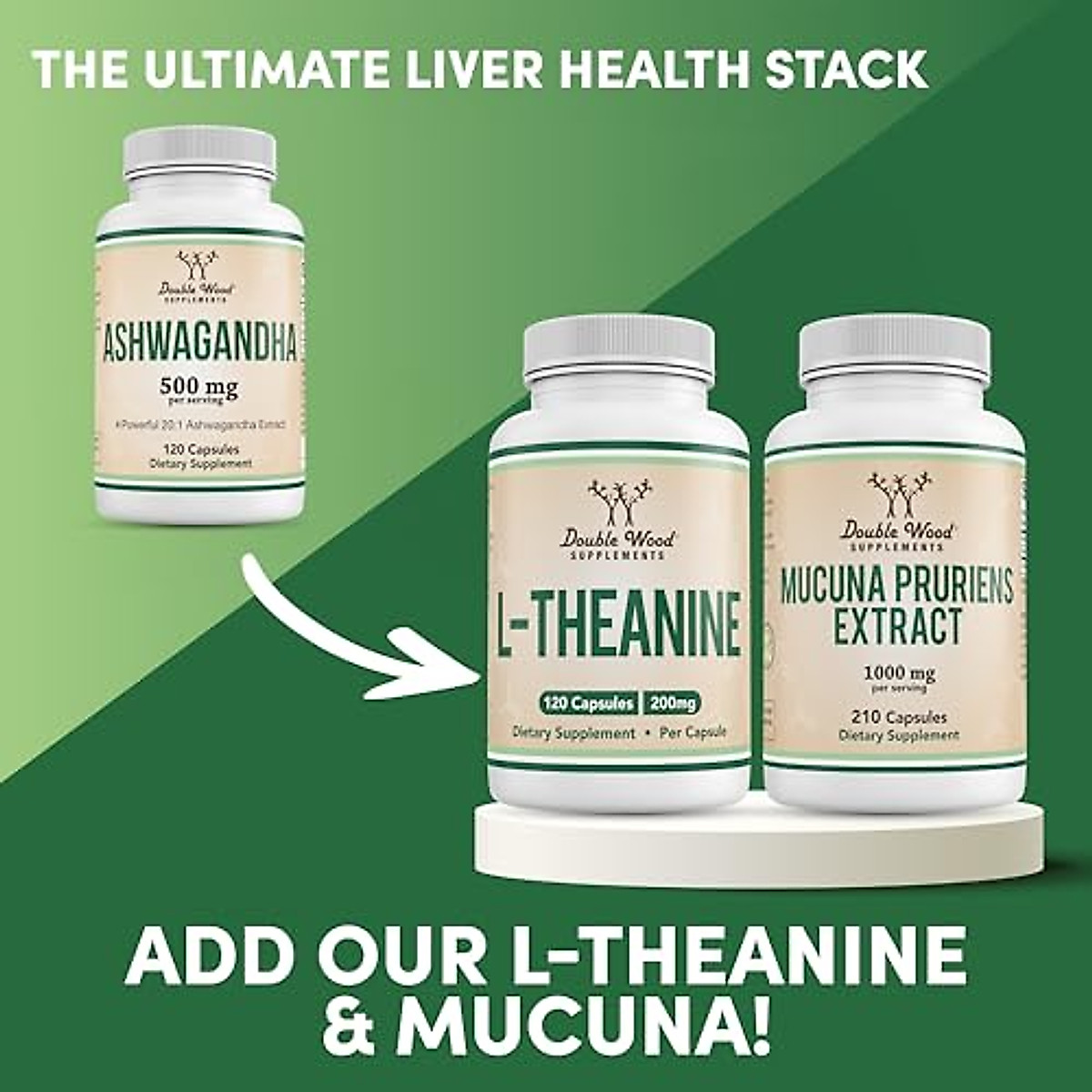 Ashwagandha Capsules, 120 Count (500mg Extract 20:1 Potency) Adaptogen Stress Relief by Double Wood