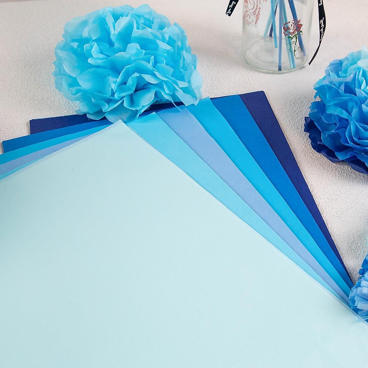 Shindel 330 Sheets Blue Tissue Paper, 14x10 Inch Gift Wrapping Paper Bulk Thickened for Gifts Bags Boys Graduation Holiday Birthday Party Packaging Decor DIY Craft Supplies