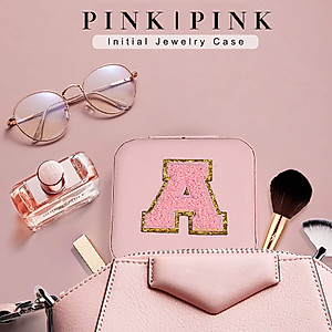 Parima Jewelry Organizer Box, Small Jewelry Box for Women Girls Initial R Travel Jewelry Case Small Jewelry Organizer Box Travel Jewelry Case Jewelry Box Organizer - Letter R, Pink