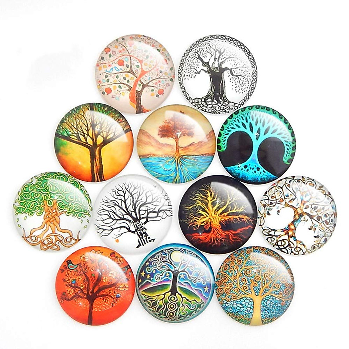 50 Beautiful Glass Refrigerator Magnets, Pretty Tree Fridge Magnets Small Magnets for Map Refrigerator Cabinet Whiteboard 0.7"