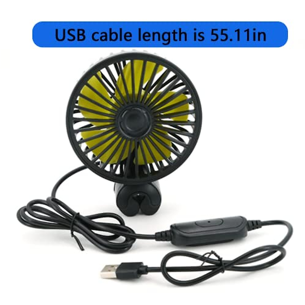 Kwak's Car Fan for Backseat,USB Baby Pet Car Seat Rear Seat Headrest Fan 3 Speed Vehicle Clip Fan with 5 Piece Fan Blades for Car Truck Van