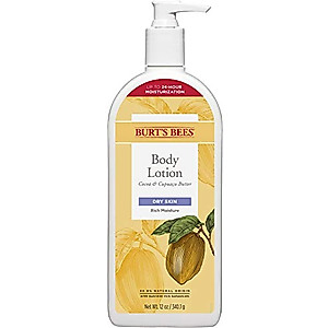 Burts Bees Butter Body Lotion for Dry Skin with Cocoa & Cupuau, 12 Oz (Package May Vary)