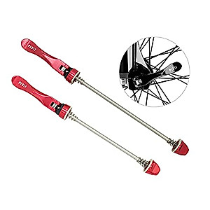 PLATT Bike Quick Release Skewers MTB Wheel Hub Skewers Front and Rear Axle Fit for Road Bike,Mountain Bike, BMX (Red,1Pair)