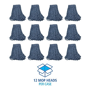 Boardwalk BWK2020B #20 Cut-End Standard Head Cotton/Synthetic Fiber Mop Head - Blue (12/Carton)