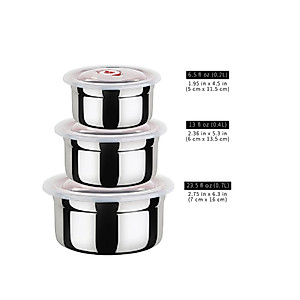 JASINCESS Stainless Steel Food Storage Containers - Set of 3 Reusable Silicone Lids and Storage Containers Suitable for lunch boxes pre-meal preparations snacks at home (Red)