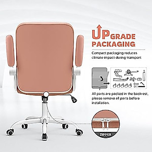SEATZONE Home Office Desk Chairs Pink PU Leather Office Chair Comfortable Ergonomic Executive Computer Chairs for Women and Adults, Girls