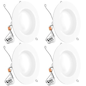 Sunco 4 Pack Retrofit LED Recessed Lighting 6 Inch, 3000K Warm White, Dimmable Can Lights, Smooth Trim, 13W=75W, 965LM, Damp Rated - UL Certified
