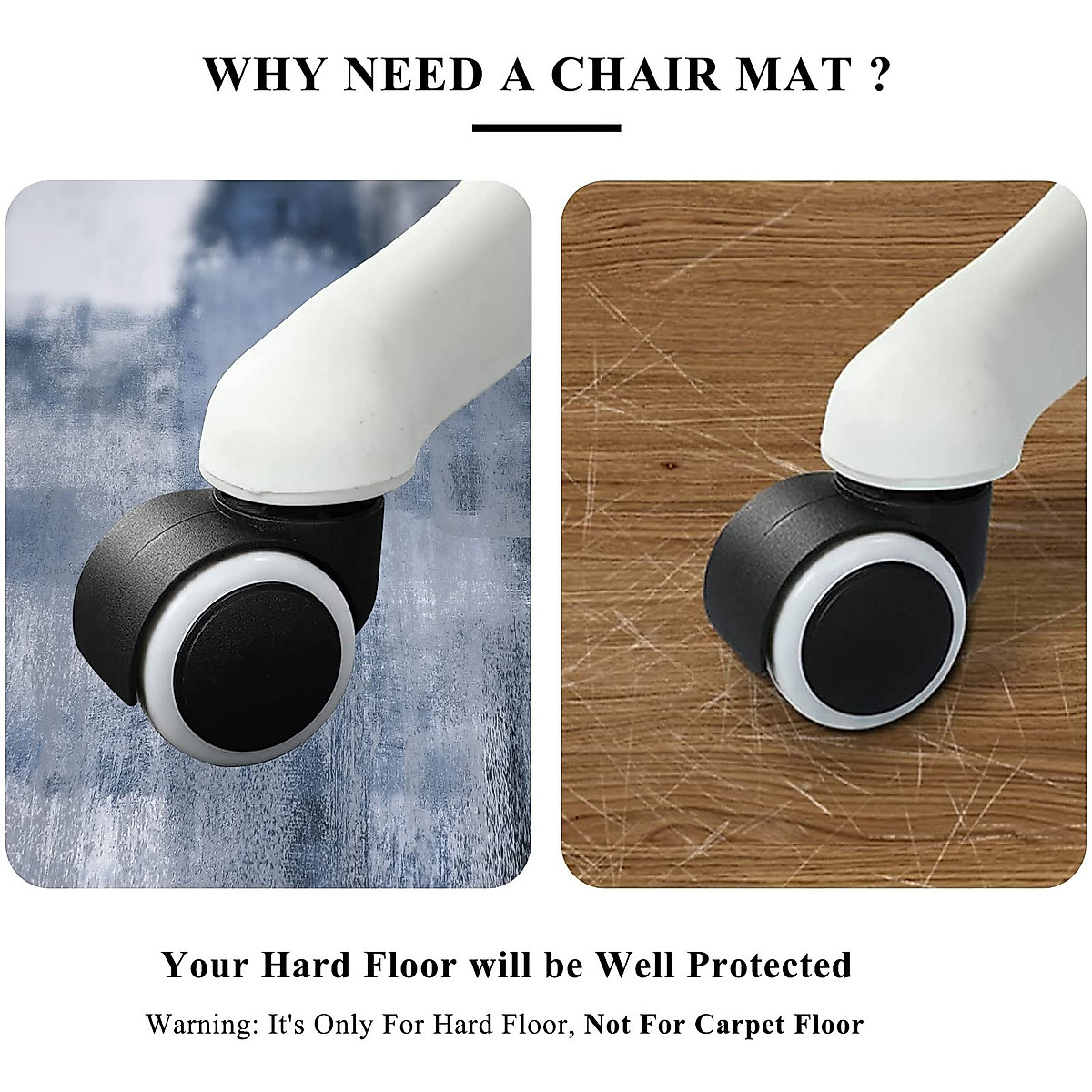 Pauwer Office Chair Mat for Hardwood Floors, 36'' x 48'' Computer Gaming Rolling Chair Mat, Low-Pile Desk Chair Mat Floor Mat Carpet Large Anti-Slip Floor Protector for Home Office