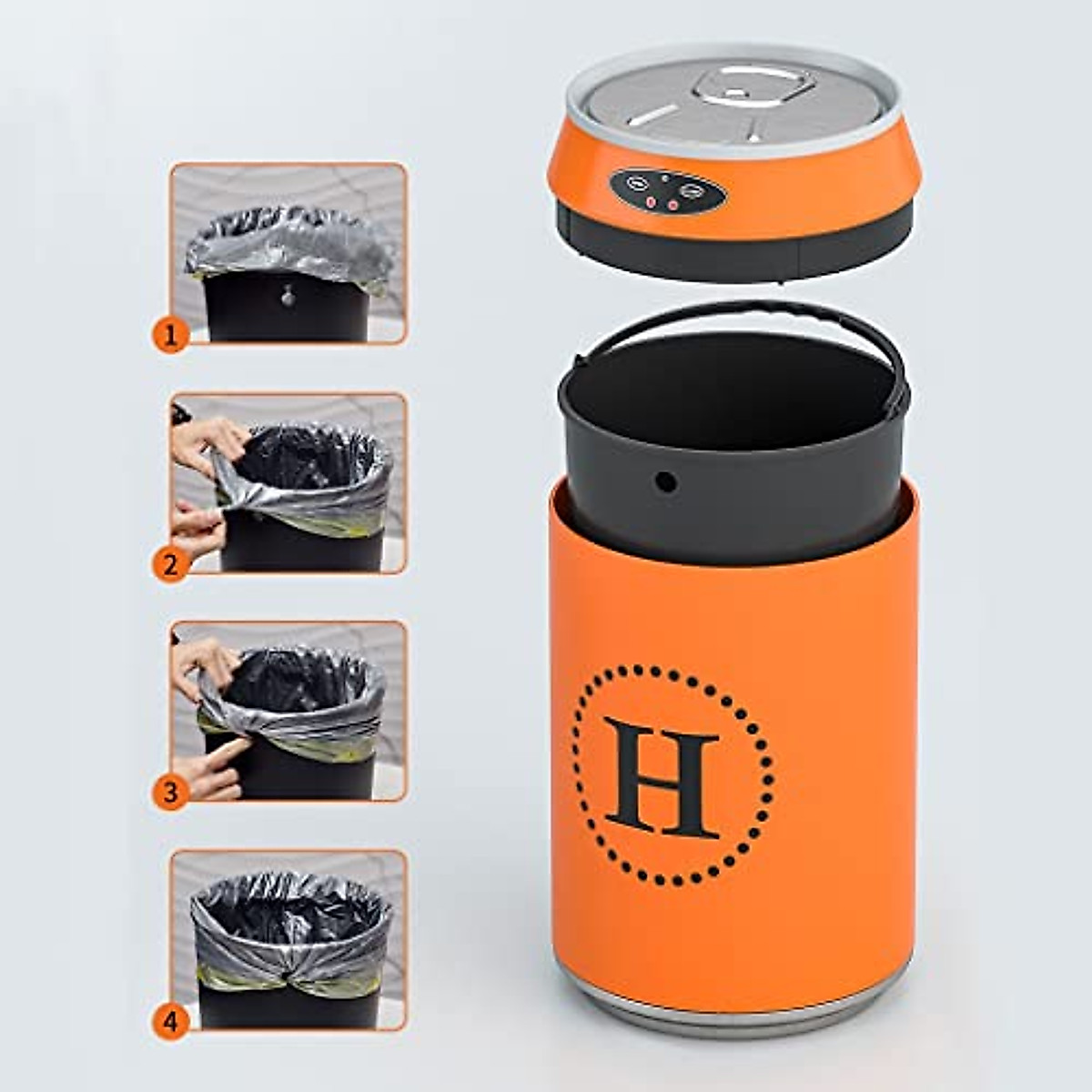 BONAD Bathroom Trash Can Indoor Stainless Steel Intelligent Automatic Induction Trash can Office Living Room Bedroom Kitchen Bathroom Creative Trash can Wastebasket (Color : 1)