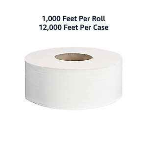 AmazonCommercial 2-Ply White 9' Jumbo Roll Toilet Paper/Bath Tissue (416972)|Bulk for Business |Septic Safe |Compatible with Universal Dispensers|FSC Certified |1000 feet per Roll (12 Rolls)()