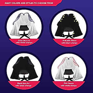 Cozy Chair Blanket by Snuggle Back; Chair Blanket Wrap Attaches to Any Office Chair for Convenient Warmth and Heat. Stay Warm In The Winter or Summer. Faux Fur with Fluffy Sherpa (Black)