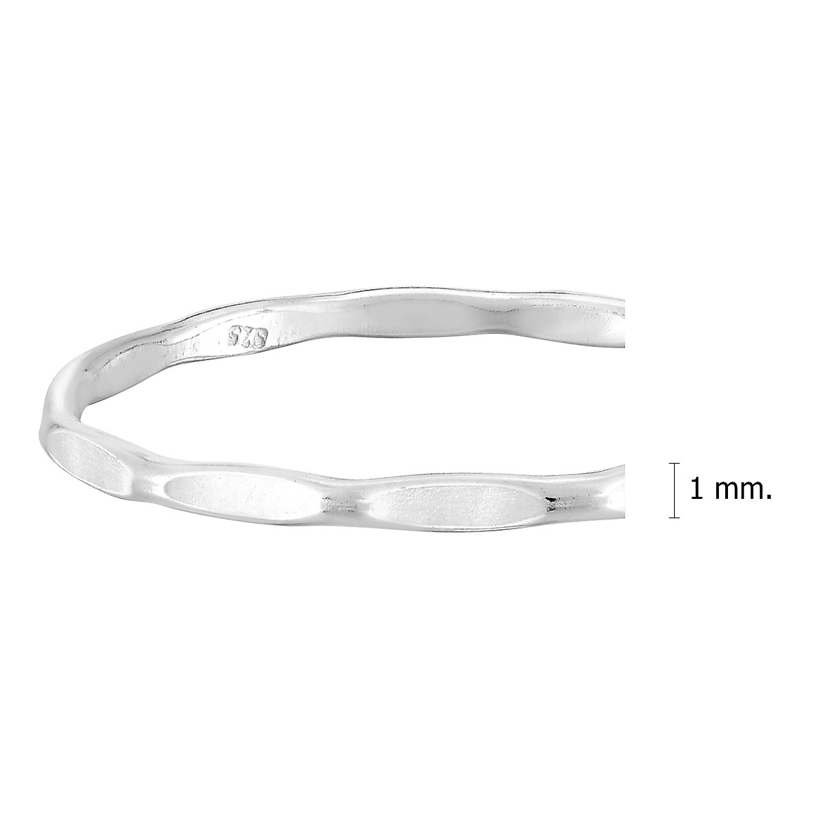 AeraVida Exquisite Casual Slim Oval Texture Surface Stackable .925 P Sterling Silver Single Band romise or Wedding Ring - Size 7