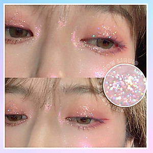 Glitter Liquid Eyeshadow Glitter Eye Makeup Galaxy Liquid Eyeshadow Korean Makeup, Pigmented, Long Lasting, Quick Drying, Loose Glitter Glue for Crystals Eye Makeup