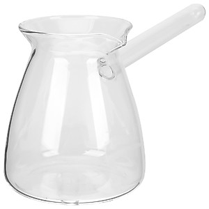 Turkish Coffee Pot Borosilicate Glass, Stovetop Tea Maker, Tearoom Side Handle Glass Teapot Kettle, Healthy and Extremely Heat Resistant Milk Warmer, Hot Chocolate Maker, Butter Melting Pot