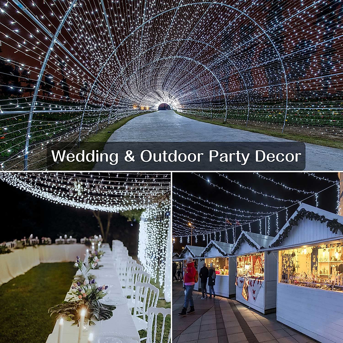 ZHOUDUIDUI Outdoor Christmas String Lights, 800LED 330FT White Fairy Lights, 8 Mode Plug in Waterproof Indoor Outdoor Decor Lights for Bedroom Christmas Thanksgiving Wedding Party Garden Yard Tree