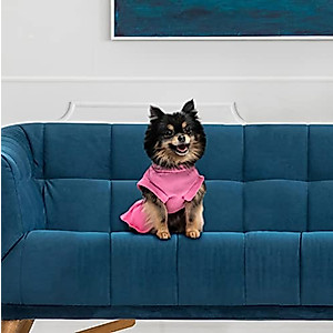 Juicy Couture Bling it On Cheer Dog Dress – Pullover Design Puppy Shirt with Elasticated Waistline and Flared Skirt, Doggie Clothes for Convenient Bathroom Breaks, X-Small (2-4 lbs.)