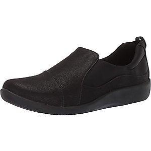 Clarks Women's CloudSteppers Sillian Paz Slip-On Loafer, Black Synthetic Nubuck, 5 M US