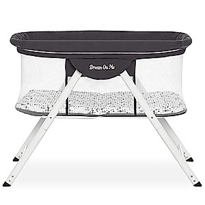 Dream On Me Poppy Traveler Portable Bassinet in Dark Grey, Lightweight, Spacious and Convenient Mesh Design, JPMA Certified, Easy to Clean and Fold Baby Bassinet - Carry Bag Included