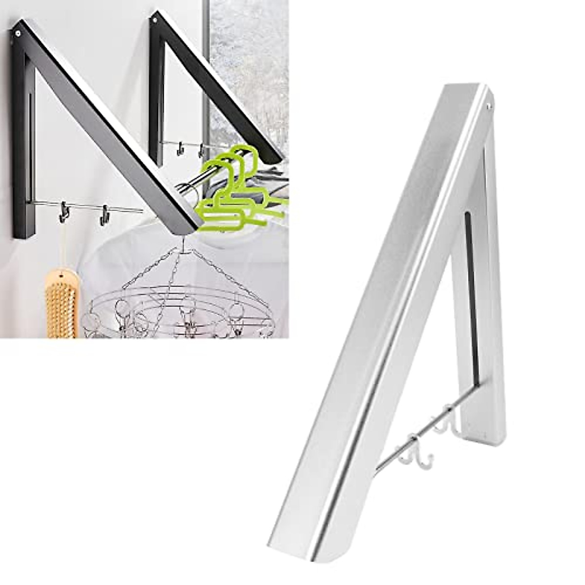 plplaaoo Clothes Drying Rack,Wall Mounted Drying Rack,Durable Aluminum Folding Clothes Drying Rack,Retractable Clothes Hanger Rack for Laundry Room Closet Storage Organization(Silver)