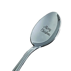 Engraved Spoon Gift – Merry Christmas for BFF | Winter Gift for Husband / Father from Daughter | Gifts for Coffee Lovers| Long Distance Relationship / Co-workers / Friends / Family / Colleague Gifts