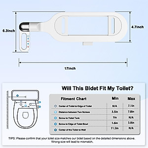 jeriussg Bidet Attachment for Toilet,Ultra-Slim,Dual Nozzle, Non-Electric Bidet Attachment for Toilet Seat with Stainless Steel Regulator,Adjustable Water Pressure, Rear and Feminine Wash