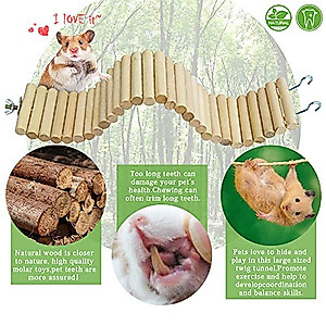 Syrian Hamster Bendy Long Wood Bridges,Dwarf Hamster Bendable Ladder Hideout Toys,Gerbil Chewing Natural Wooden Stuff for Teeth,Hamsters Cage Ramp Climbing Activity for Rodents,Mouse,Mice,Rat