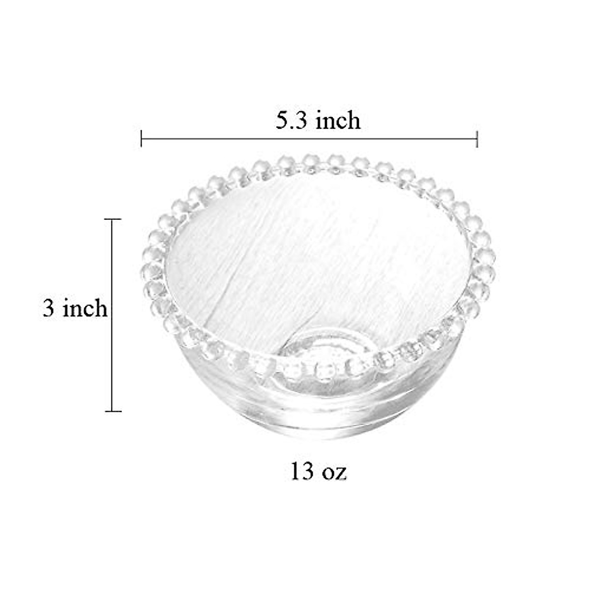Sizikato Transparent Glass Dessert Bowl Fruit Salad Bowl with Beaded Edges.